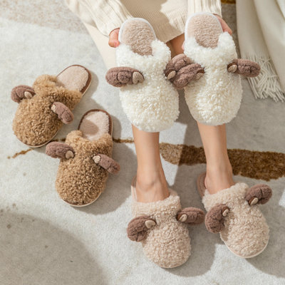 new arrival Home Slippers Animal Shape Plush Sheep house Indoor Slipper Wholesale Cartoon house shoes for Women