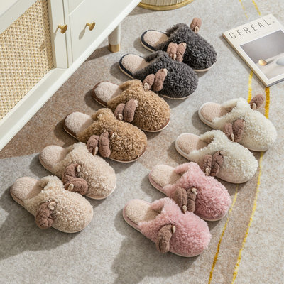 new arrival Home Slippers Animal Shape Plush Sheep house Indoor Slipper Wholesale Cartoon house shoes for Women