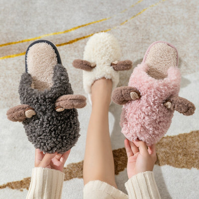 new arrival Home Slippers Animal Shape Plush Sheep house Indoor Slipper Wholesale Cartoon house shoes for Women