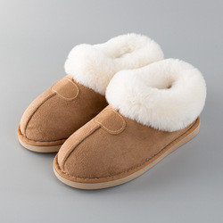 2021 summer hot sale faux suede ladies home solid color Round head slippers winter thick warm indoor plush cotton shoes