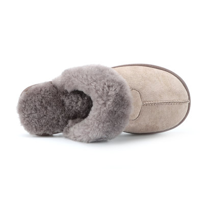 Women Leather Warm Comfy Winter Fluffy Breathable Indoor Scuff Sheepskin Slippers luxury fur slippers