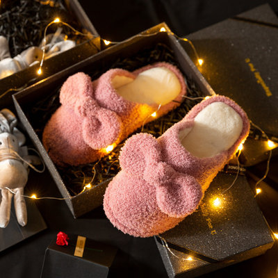 Hot-selling polar fleece slippers home cute Korean thick-soled non-slip slippers winter warm couple indoor shoes