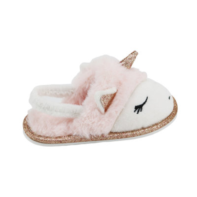 cute unicorn faux  fur comfortable winter kids slippers warm house indoor baby  fluffy cartoon child slippers
