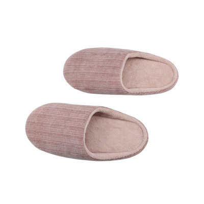 lovely pink chenille scuff women warm home slippers winter non-slip lady slippers