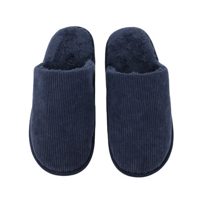 men Winter Cozy Slippers Soft Plush Warm Slip On House Shoes Anti-Slip Fluffy Fur Indoor Bedroom Slippers