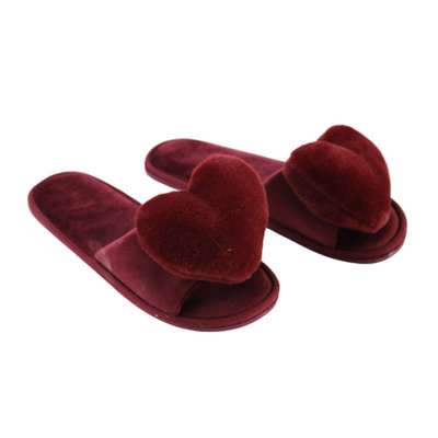 Spring Faux Fur  Slipper Shoes Women New Style Plush Slipper Shoes Red  Indoor