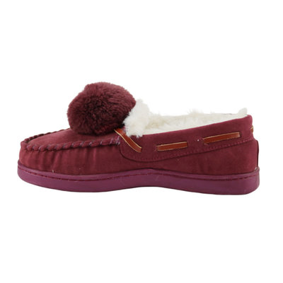 Memory Foam Flat  Slippers Suede Faux Fur Lined Indoor Outdoor Flat Shoes
