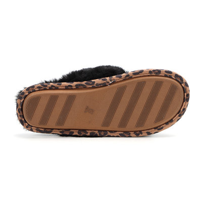 Leopard soft fluffy faux fur slippers for ladies soft tpr sole warm women house indoor slippers