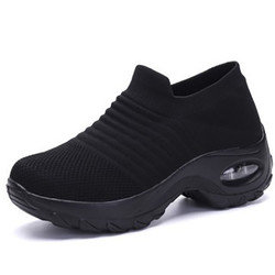 Fashion Breathable flyknit fabric spring and summer flat women casual sneakers sports walking style shoes