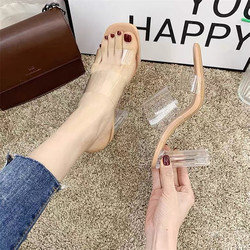 Fashion Women New Design Sexy thick heel Sandals Open Toe Female Slides Transparent Slipper summer high heels