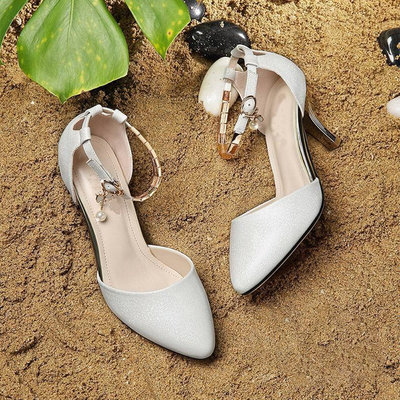 Little Girls Ankle Strap new style summer versatile sandals Pu upper Elegant Pink high heels shoes for women