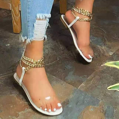 New arrival 2022 shoes beach fashion chain decoration outdoor non-slip slippers lightweight women flat sandals
