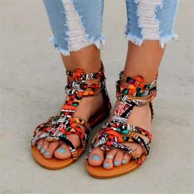 Large size beach casual shoes lady 2022 summer rubber sole slippers new Roman style sandals for women and ladies