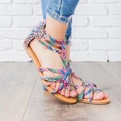 Large size beach casual shoes lady 2022 summer rubber sole slippers new Roman style sandals for women and ladies