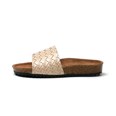 Custom Logo Summer Girl  Solid Color Woven Breathable Non Slip Cork Slippers