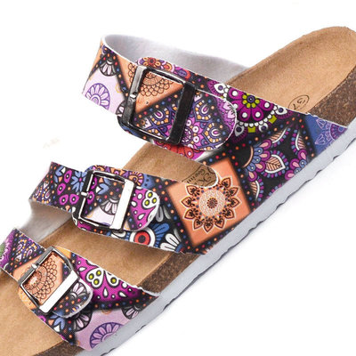 2021 summer women sandals adjustable metal buckle three straps colorful slippers with ankle strap beach sandals