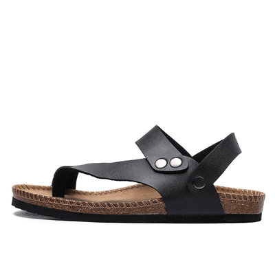 Pure Color Summer Beach Shoes With Metal Buckle  Low Wood  Solid Pattern