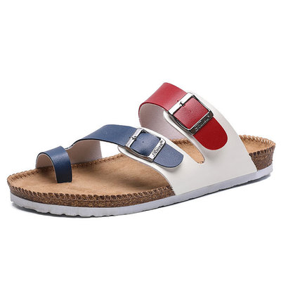 Black Antislip tpr Outsole Summer Beach Two Strap Cork Sandals Slipper for men