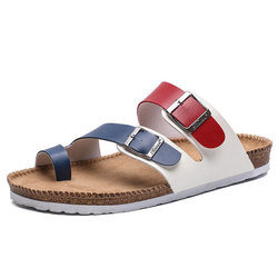 Black Antislip tpr Outsole Summer Beach Two Strap Cork Sandals Slipper for men