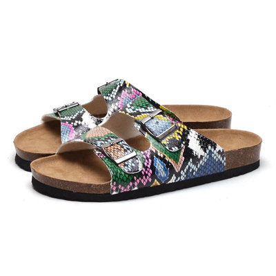 High quality multicolor serpentine sandal women cork sandals slipper casual summer slippers rubber sandals