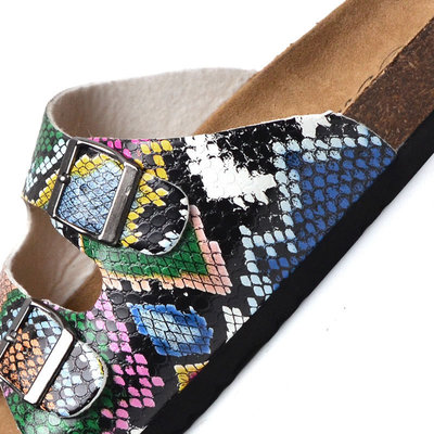 High quality multicolor serpentine sandal women cork sandals slipper casual summer slippers rubber sandals