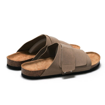 2021 ladies new fashion Adjustable buckles solid color cork bottom flat sandals and slippers women's outer wear home slippers
