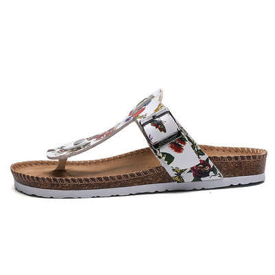 2020 spring new arrival sandals women  metal buckle slippers low wood heel sandals house shoes white platform sandal