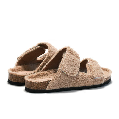 New arrival summer ladies winter home shoes faux fur slides women fluffy bedroom slippers women solid color sandals