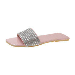 Large Size Solid Color Stylish Ladies Sandals Rhinestone Sequins Upper