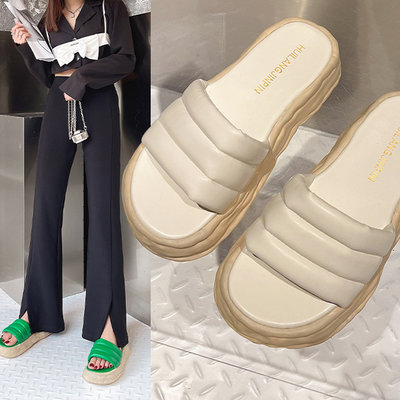 Simple Style Summer Beach Shoes Cross Strap Thick Bottom Non Slip