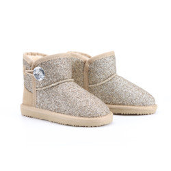 Flat  Cute Children Snow Boots Bling Sequin  Thicken Warm Faux Fur