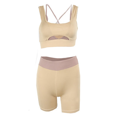 2022 new solid color fashion trend sports hollow out vest tight trousers women tracksuits 2 piece set Fitness Yoga Wear