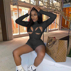One Piece Long Sleeve Bodycon women Jumpsuits fitness Outfit  sports Suit Yoga Fitness Wear