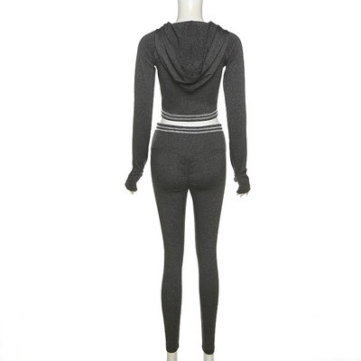 2021 New Arrival ladies solid color fitness clothes famous brand women breathable casual sports suit two pieces sportswear