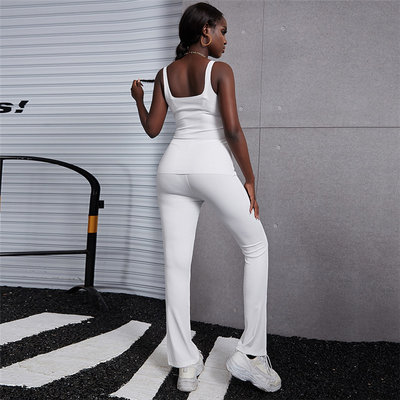 2022 summer ladies new slim fitness clothing sleeveless low-cut top high waist tight women's pants trousers yoga suit
