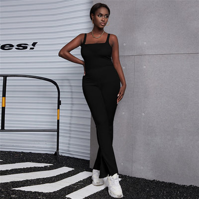 2022 summer ladies new slim fitness clothing sleeveless low-cut top high waist tight women's pants trousers yoga suit