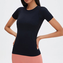 Hot sale Seamless Yoga Sports Top Basic women Activewear solid color running Breathable Fitness clothing tee shirts supplier