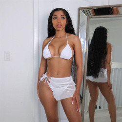 new arrival Sexy V-neck vest Swimwear Solid color Beach Wear Swimsuit women Bikini Set Two Piece streetwear