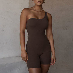 ladies fitness clothes workout sports set butt lifting running shorts one shoulder sportswear one-piece yoga suit