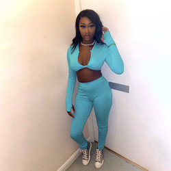 Female Sport Suit Women Fitness Clothing Long Sleeves Yoga Set deep V-collar  Sportswear