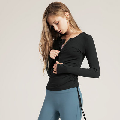 2021 yoga top women's tight-fitting short half-zipper long-sleeved yogawear new spring activewear running sport suit ems