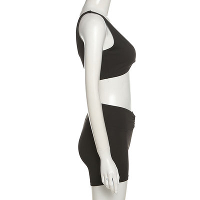 Wholesale Custom Women's New Sexy Sleeveless Low-cut Tight Waist Hit Wrap Shorts Casual Suit Ladies Workout Sportswear