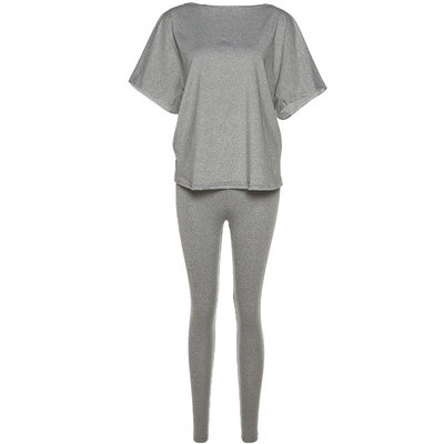 wholesale custom women ruched butt yoga set grey tight sports suit ladies workout sportswear long sleeve gym wear
