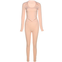New design High Quality Fitness clothes Gym wear Fashionable Sports Leisure Long Sleeve 2 Piece Seamless sport suit crop top
