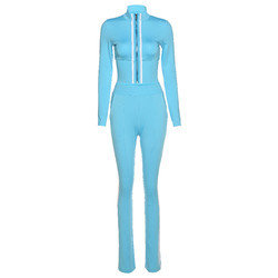 Seamless stand Collar Long Sleeve Sportswear front zipper Activewear sports crop Tops And Yoga Leggings Set For Women