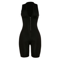 Top ranking suppliers Latest Design Sleeveless Women pure color Jumpsuit  Hot Pants Bodycon Jumpsuit