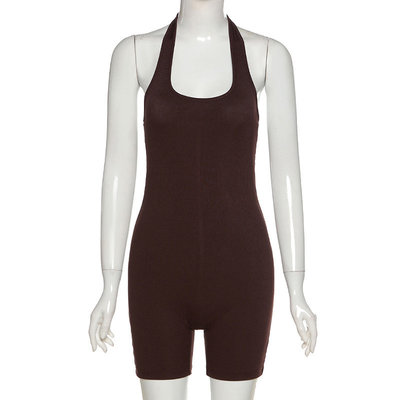 Solid Color Sleeveless Jumpsuit Fitness Breathable Spring Autumn Summer