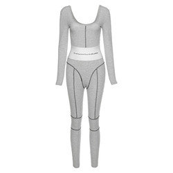 Front Zipper Long Sleeve Sports Outfit   Line Hip High Waist  Sports Outfit