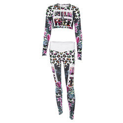 Seamless Two Piece Yoga Sports Outfit   High Elasticity Printed Sports Outfit