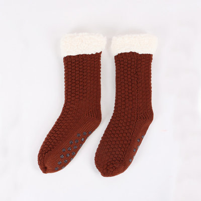new arrival women winter new solid color anti skid socks knitted polyester socks with numerous colors designer socks